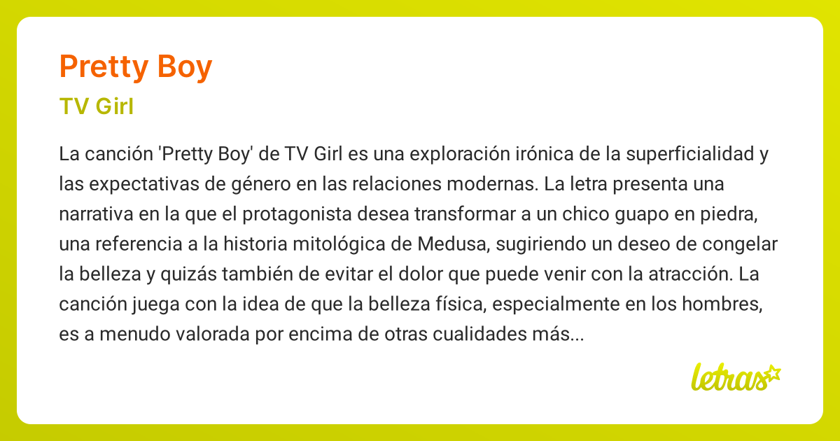 Significado de la canción PRETTY BOY (TV Girl) - LETRAS.COM