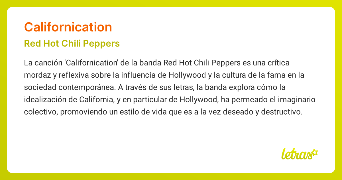 Significado de la canción CALIFORNICATION (Red Hot Chili Peppers ...