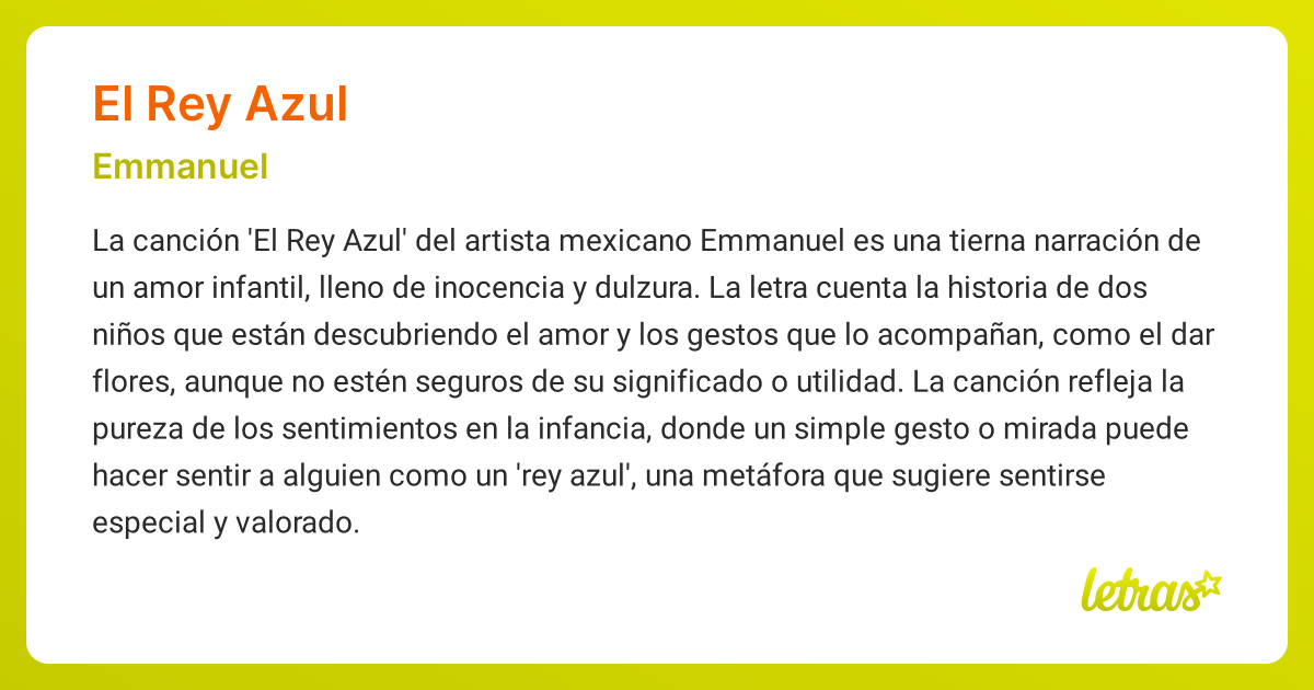 Significado de la canción EL REY AZUL (Emmanuel) - LETRAS.COM
