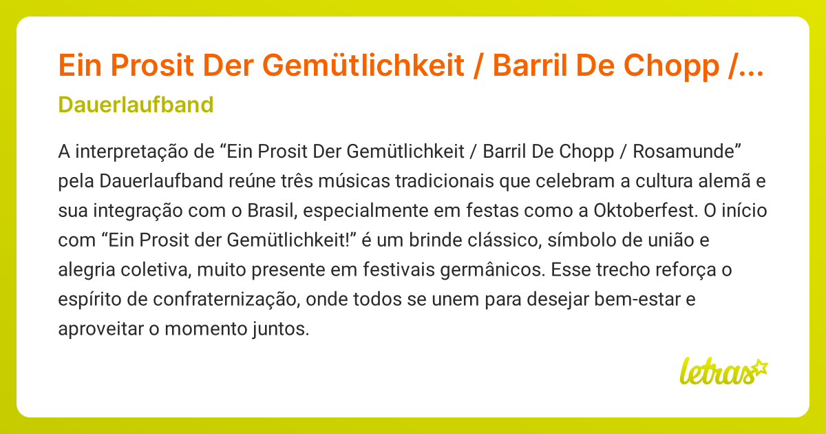 Significado da música Ein Prosit Der Gemütlichkeit / Barril De Chopp ...