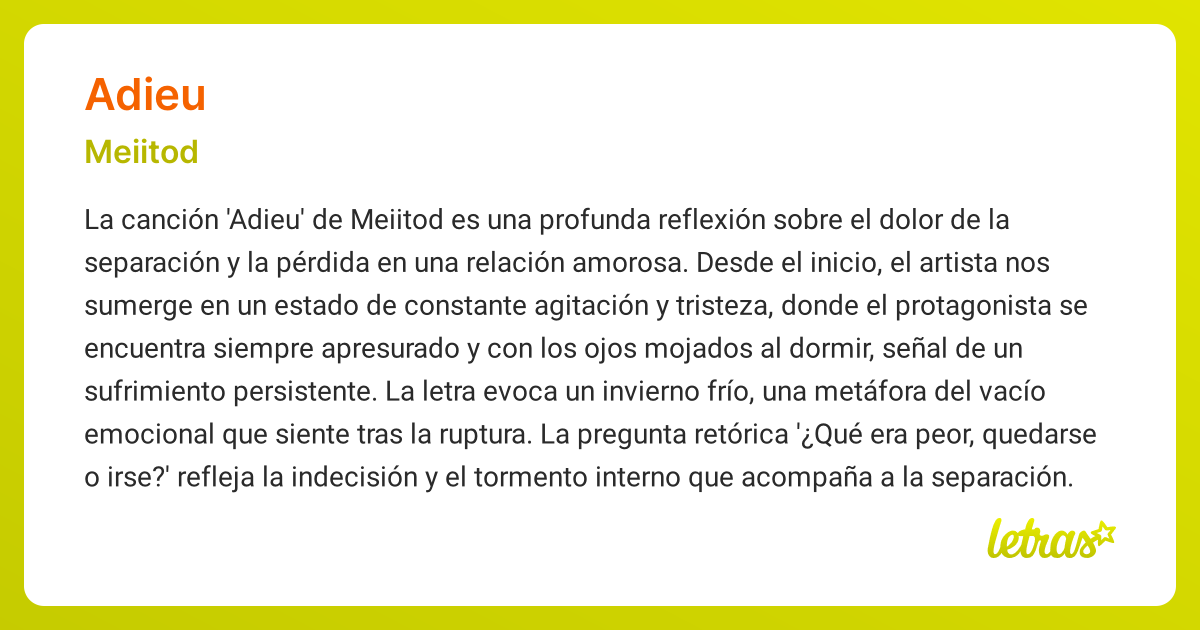 Significado de la canción ADIEU (Meiitod) - LETRAS.COM
