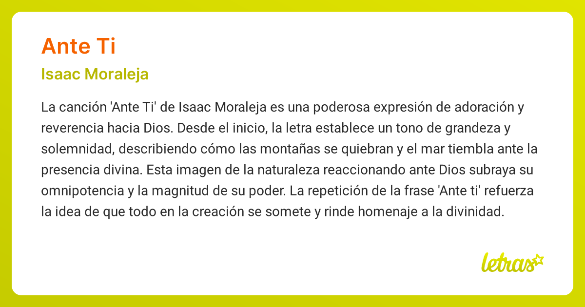 Significado de la canción ANTE TI (Isaac Moraleja) - LETRAS.COM