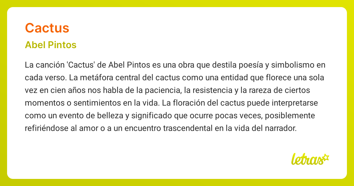 Significado de la canción CACTUS (Abel Pintos) - LETRAS.COM