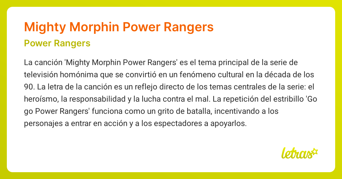 Significado de la canción MIGHTY MORPHIN POWER RANGERS (Power Rangers ...