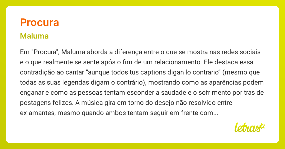 Significado da música PROCURA (Maluma) - LETRAS.MUS.BR