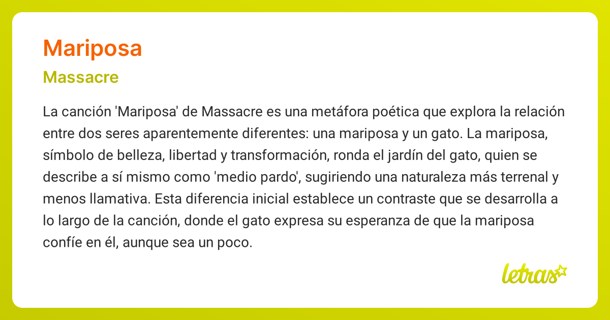 Significado de la canción MARIPOSA (Massacre) - LETRAS.COM