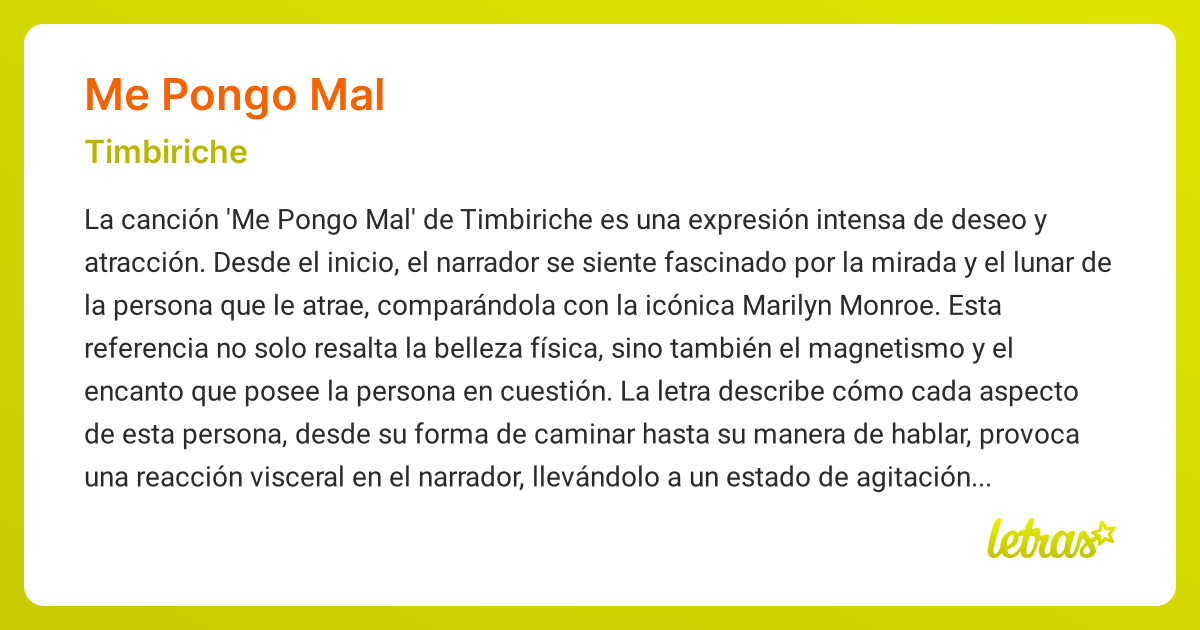 Significado de la canción ME PONGO MAL (Timbiriche) - LETRAS.COM