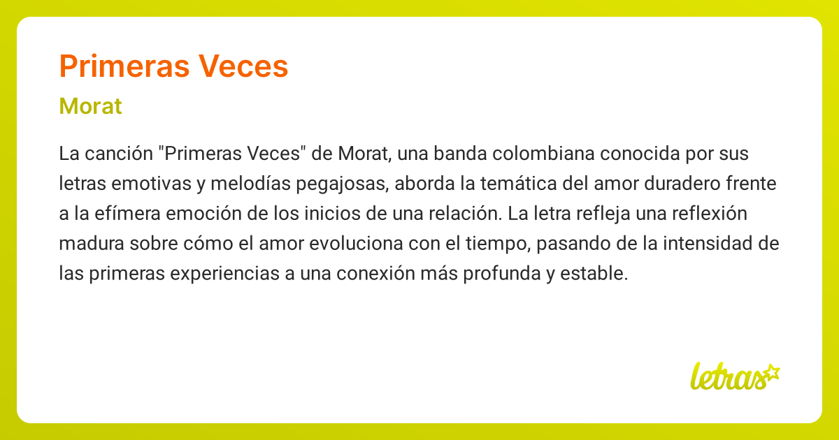 Significado de la canción PRIMERAS VECES (Morat) - LETRAS.COM