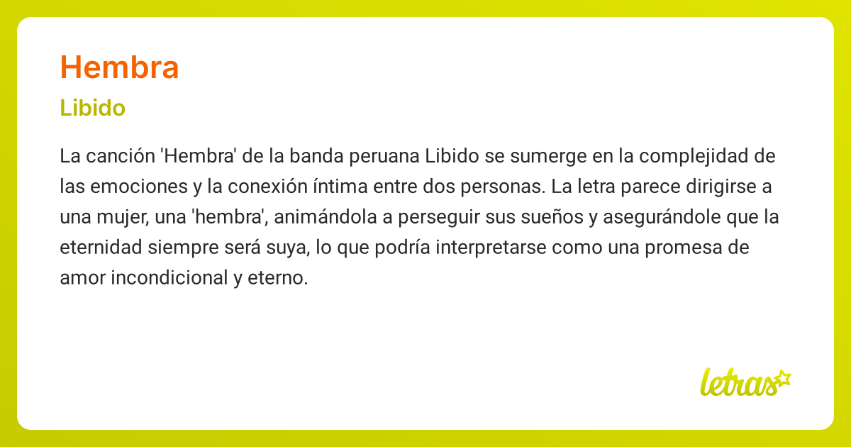 Significado de la canción HEMBRA (Libido) - LETRAS.COM