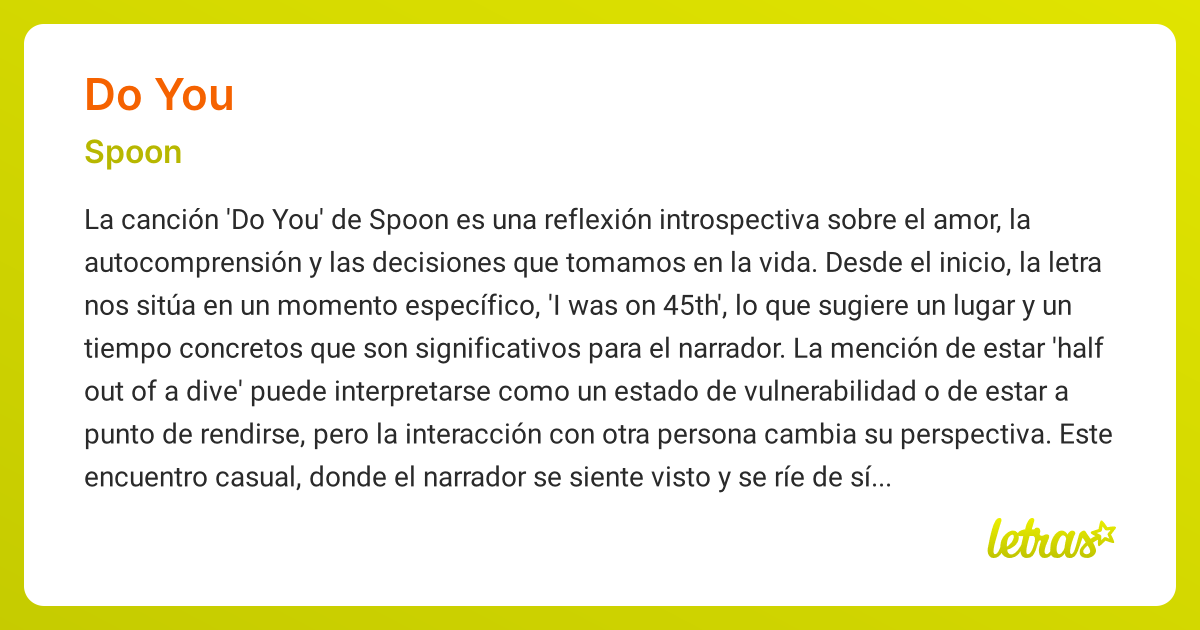Significado de la canción DO YOU (Spoon) - LETRAS.COM