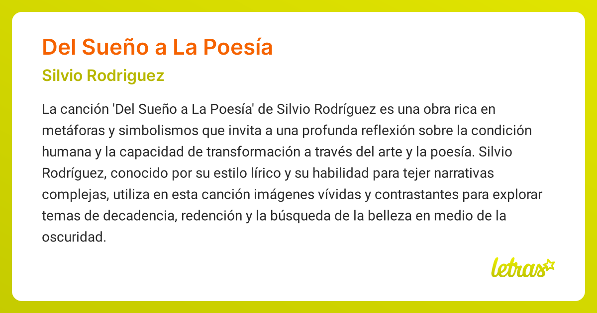 Significado de la canción DEL SUEÑO A LA POESÍA (Silvio Rodriguez ...