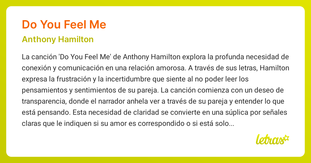 Significado de la canción DO YOU FEEL ME (Anthony Hamilton) - LETRAS.COM