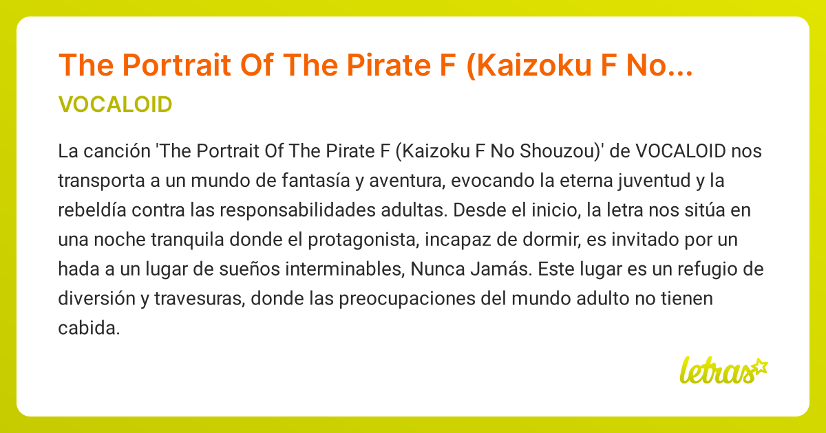 Significado de la canción The Portrait Of The Pirate F (Kaizoku F No ...