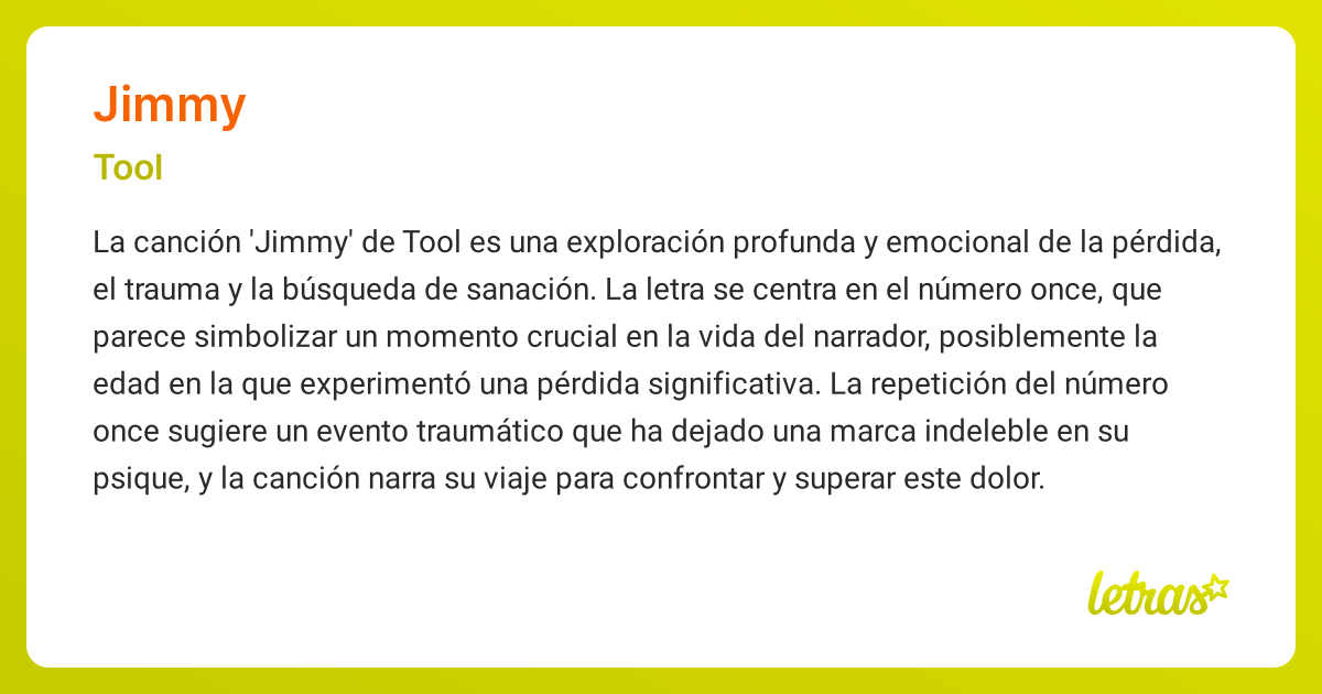 Significado de la canción JIMMY (Tool) - LETRAS.COM