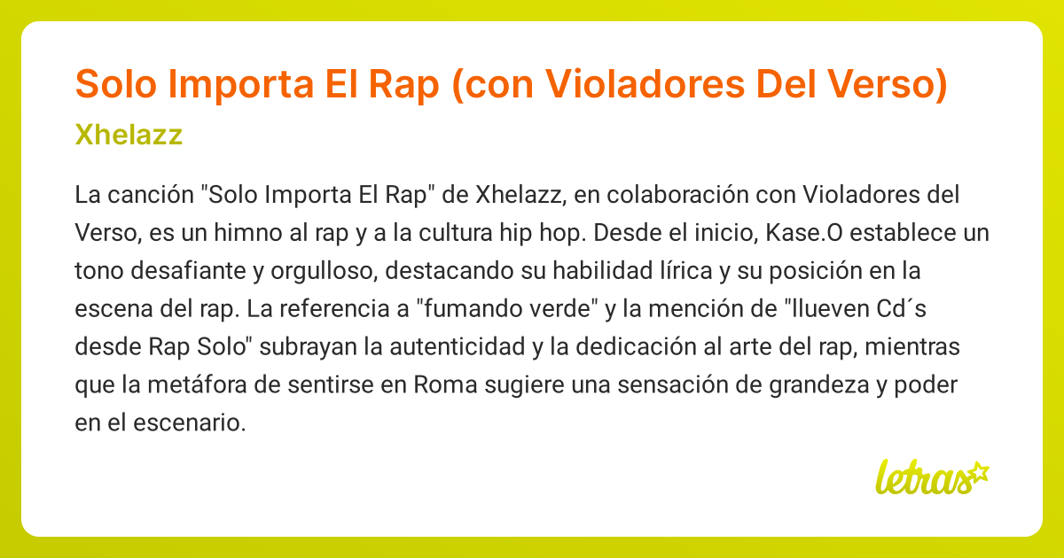 Significado de la canción Solo Importa El Rap (con Violadores Del Verso ...