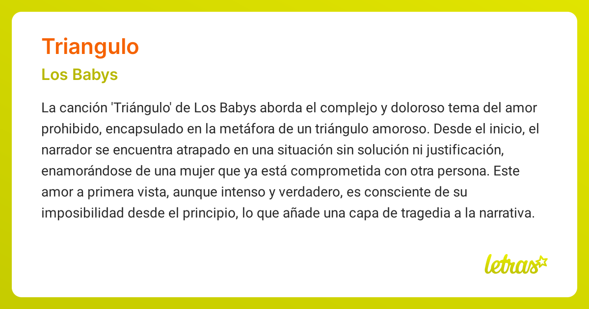 Significado de la canción TRIANGULO (Los Babys) - LETRAS.COM