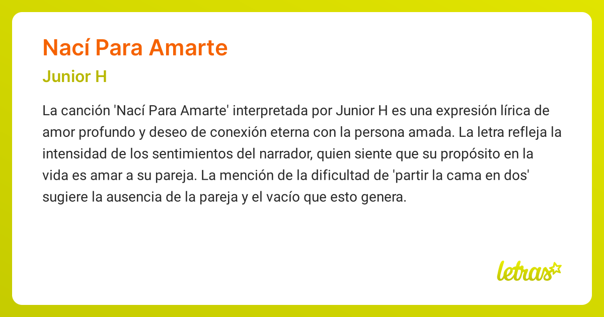 Significado de la canción NACÍ PARA AMARTE (Junior H) - LETRAS.COM