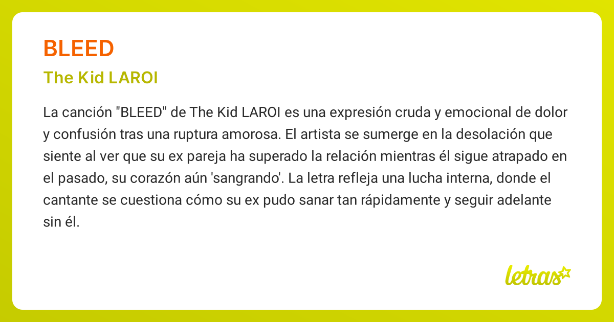 Significado de la canción BLEED (The Kid LAROI) - LETRAS.COM