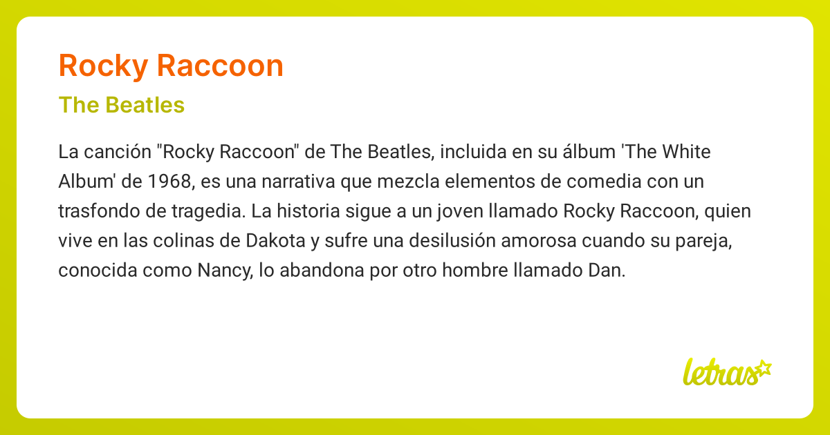 Significado de la canción ROCKY RACCOON (The Beatles) - LETRAS.COM