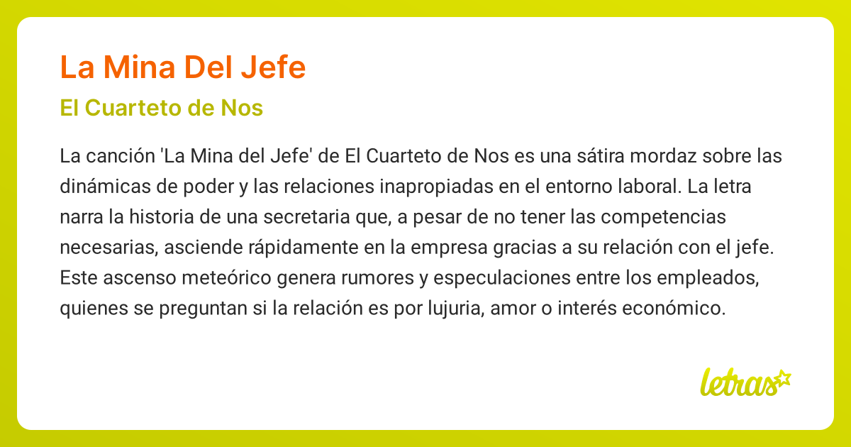 Significado de la canción LA MINA DEL JEFE (El Cuarteto de Nos ...