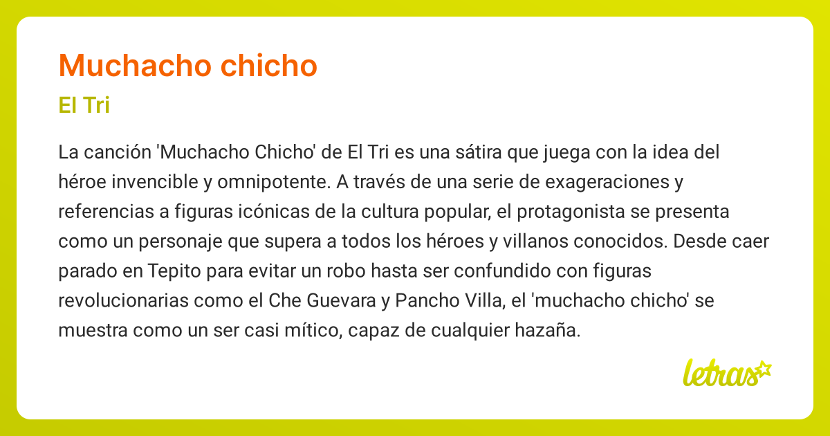 Significado de la canción MUCHACHO CHICHO (El Tri) - LETRAS.COM