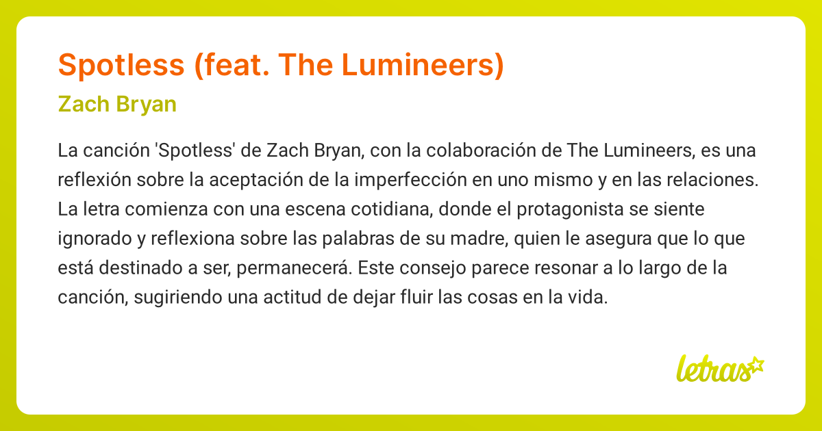 Significado de la canción SPOTLESS (FEAT. THE LUMINEERS) (Zach Bryan ...