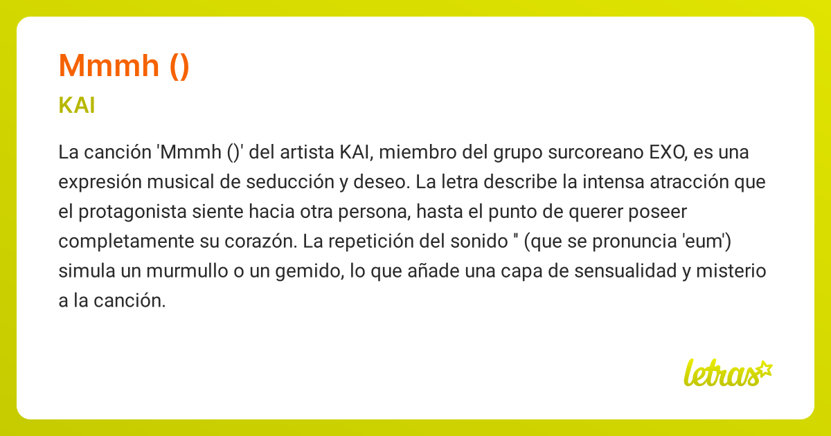 Significado de la canción MMMH (음) (KAI ) - LETRAS.COM