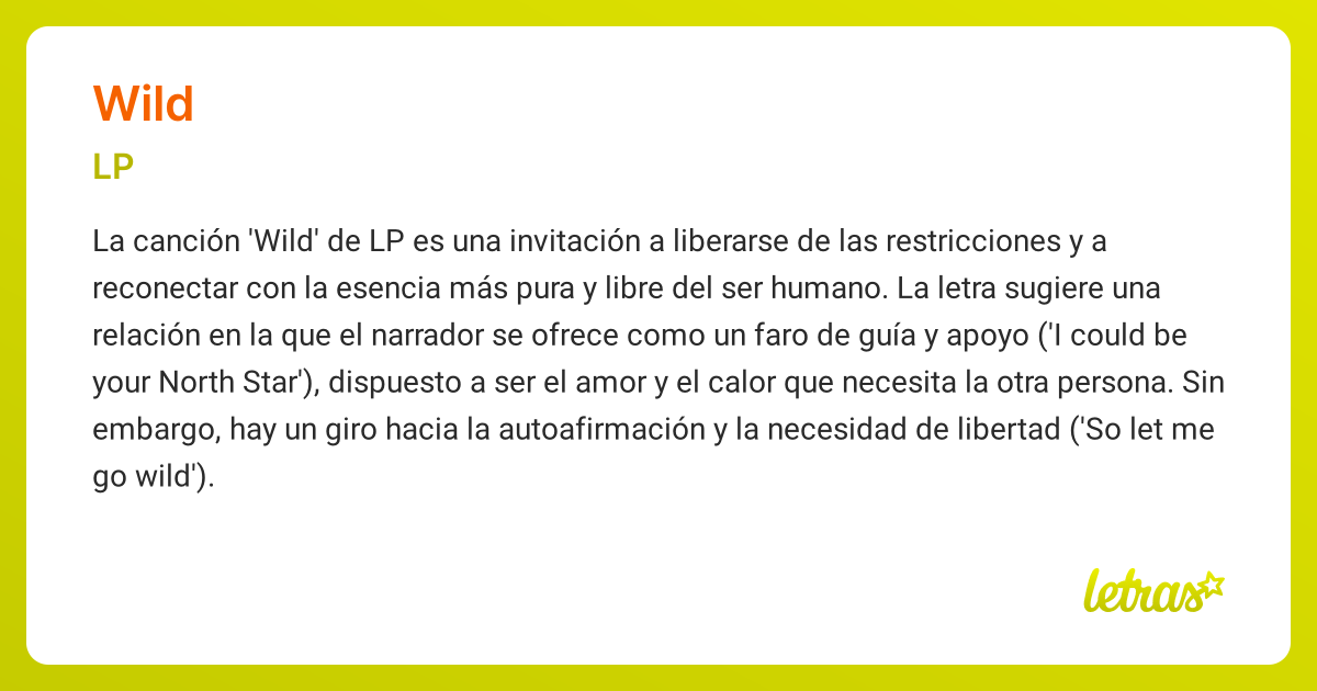 Significado de la canción WILD (LP) - LETRAS.COM