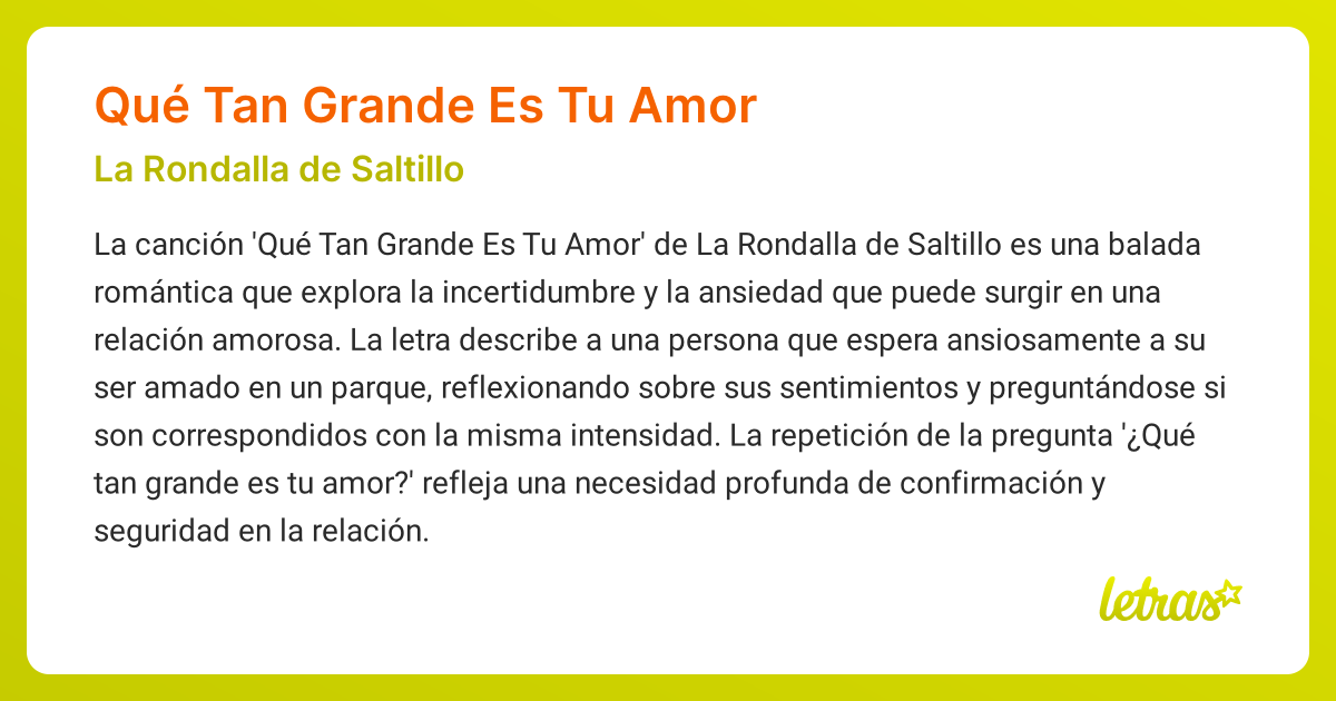 Significado de la canción QUÉ TAN GRANDE ES TU AMOR (La Rondalla de ...