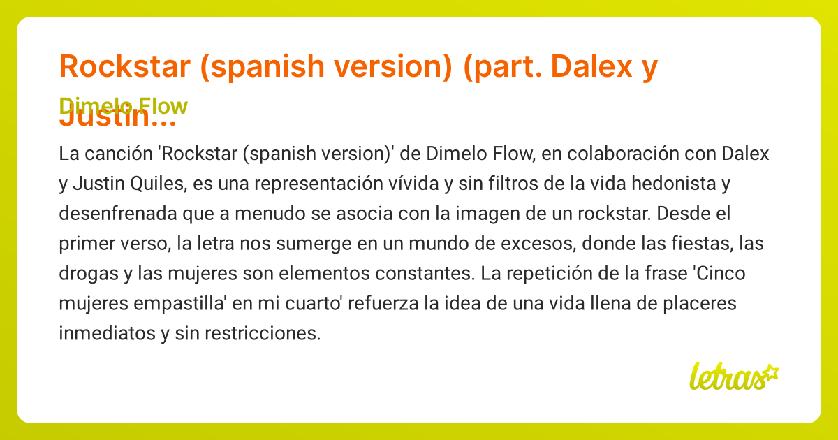 Significado de la canción Rockstar (spanish version) (part. Dalex y ...