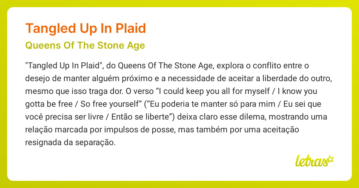 Significado da música TANGLED UP IN PLAID (Queens Of The Stone Age ...