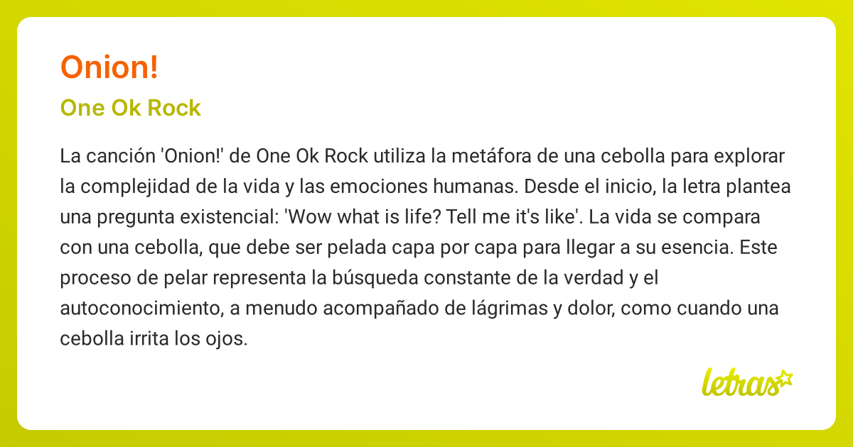 Significado de la canción ONION! (One Ok Rock) - LETRAS.COM