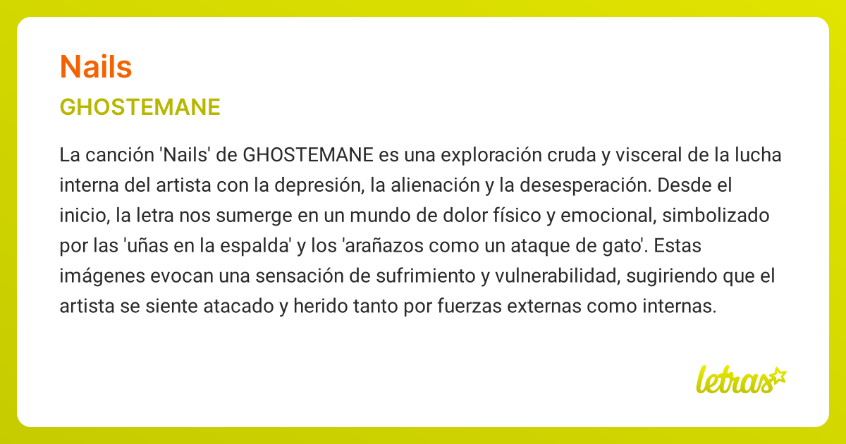 Significado de la canción NAILS (GHOSTEMANE) - LETRAS.COM