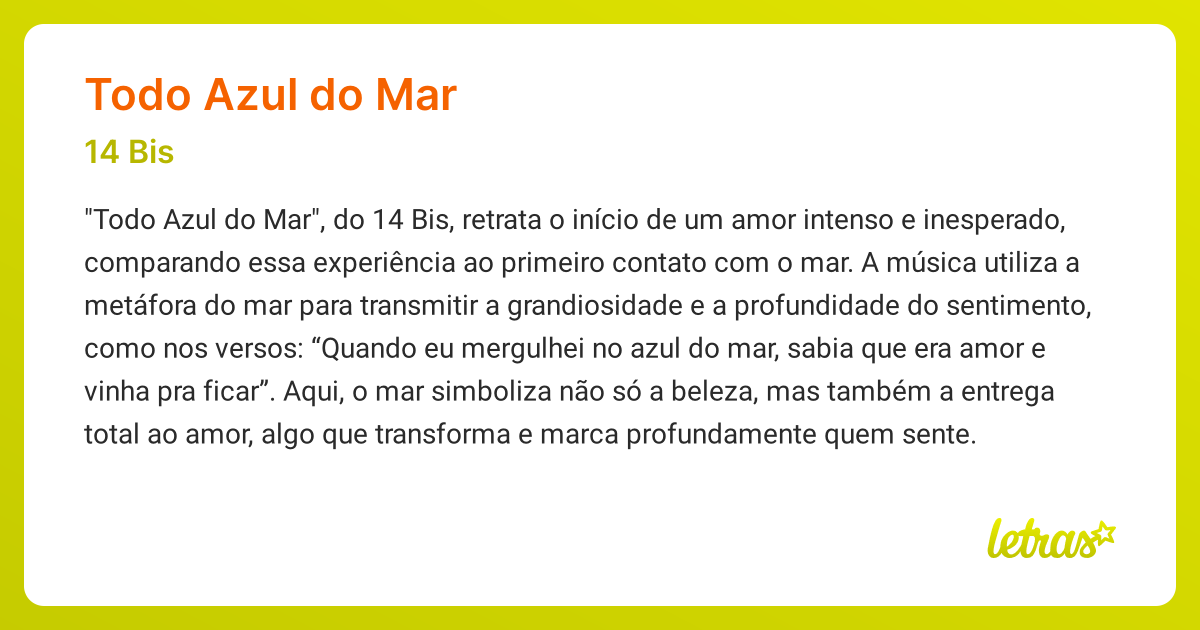 Significado da música TODO AZUL DO MAR (14 Bis) - LETRAS.MUS.BR