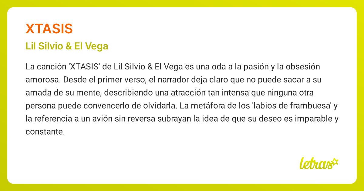 Significado de la canción XTASIS (Lil Silvio & El Vega) - LETRAS.COM