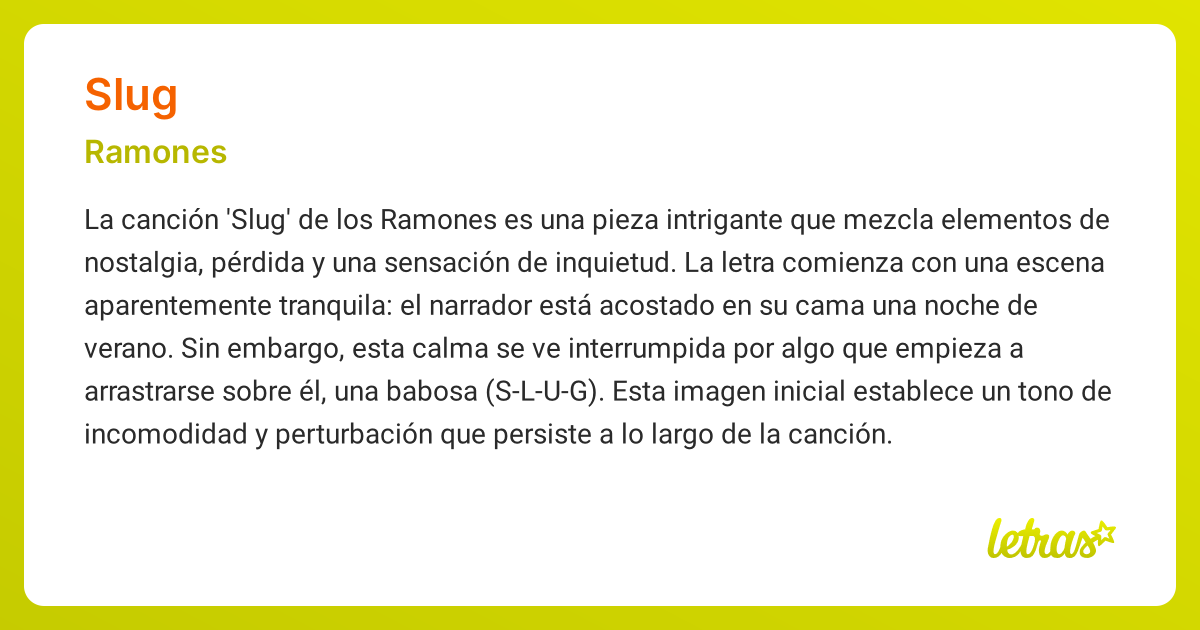 Significado de la canción SLUG (Ramones) - LETRAS.COM