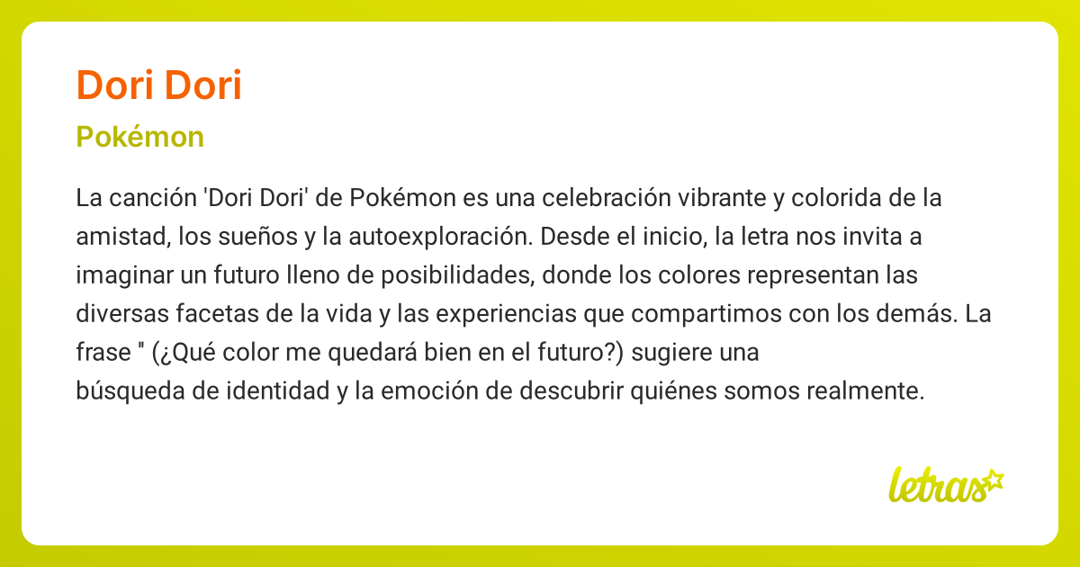 Significado de la canción DORI DORI (Pokémon) - LETRAS.COM