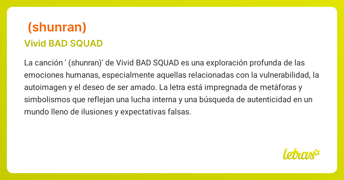 Significado de la canción 春嵐 (SHUNRAN) (Vivid BAD SQUAD) - LETRAS.COM