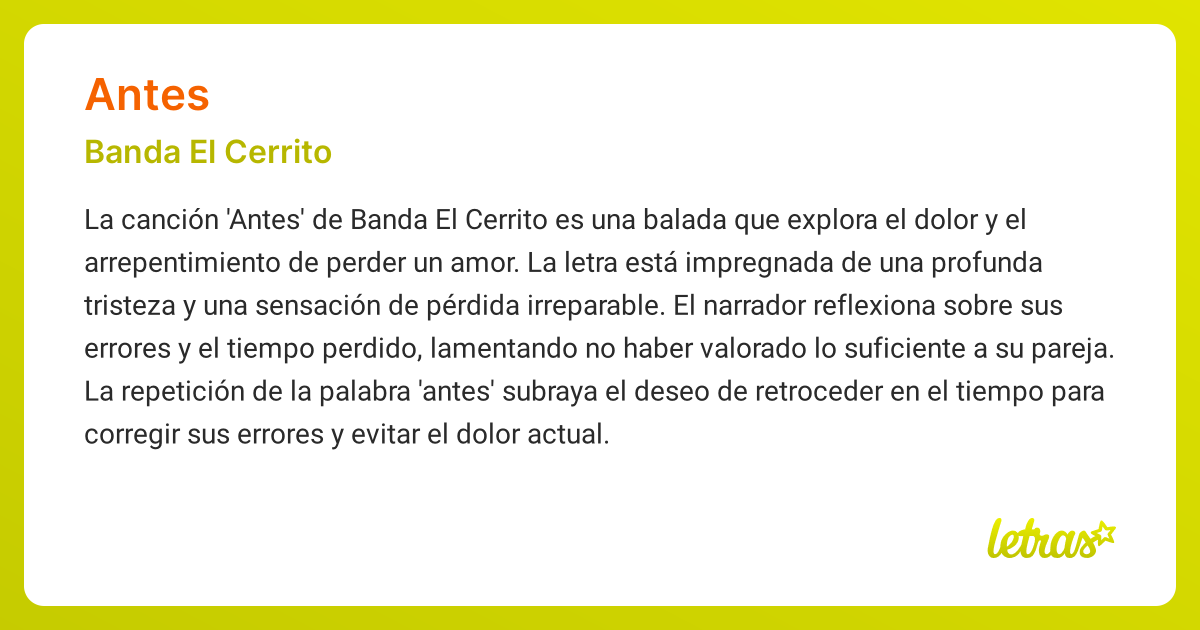 Significado de la canción ANTES (Banda El Cerrito) - LETRAS.COM