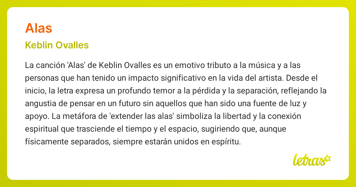 Significado de la canción ALAS (Keblin Ovalles) - LETRAS.COM