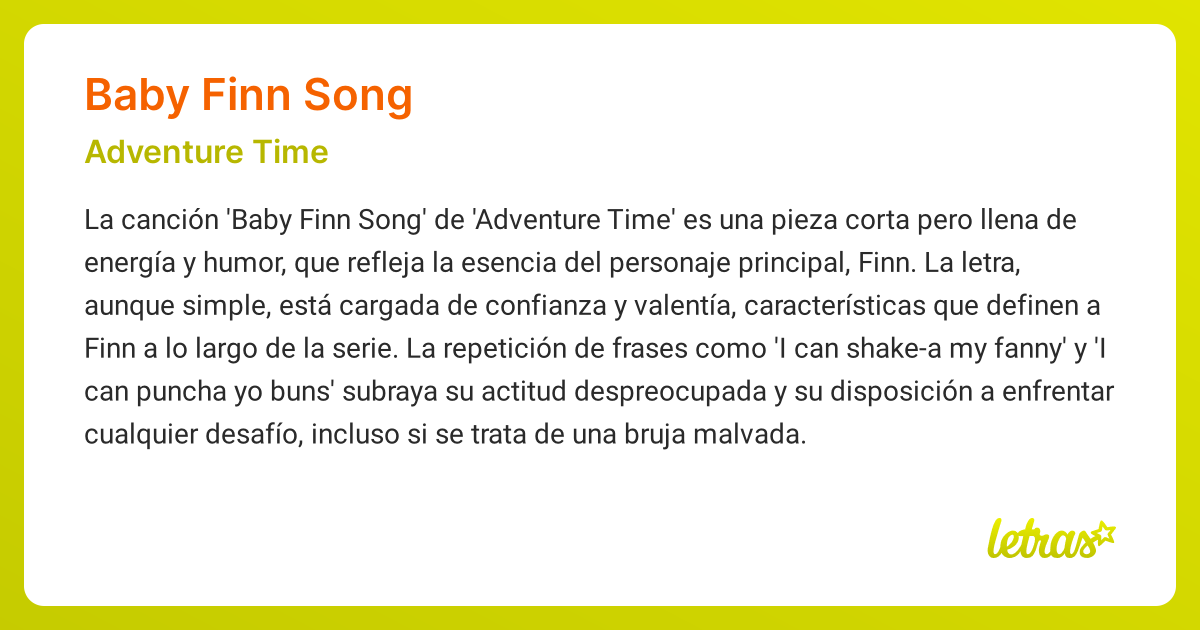 Significado de la canción BABY FINN SONG (Adventure Time) - LETRAS.COM