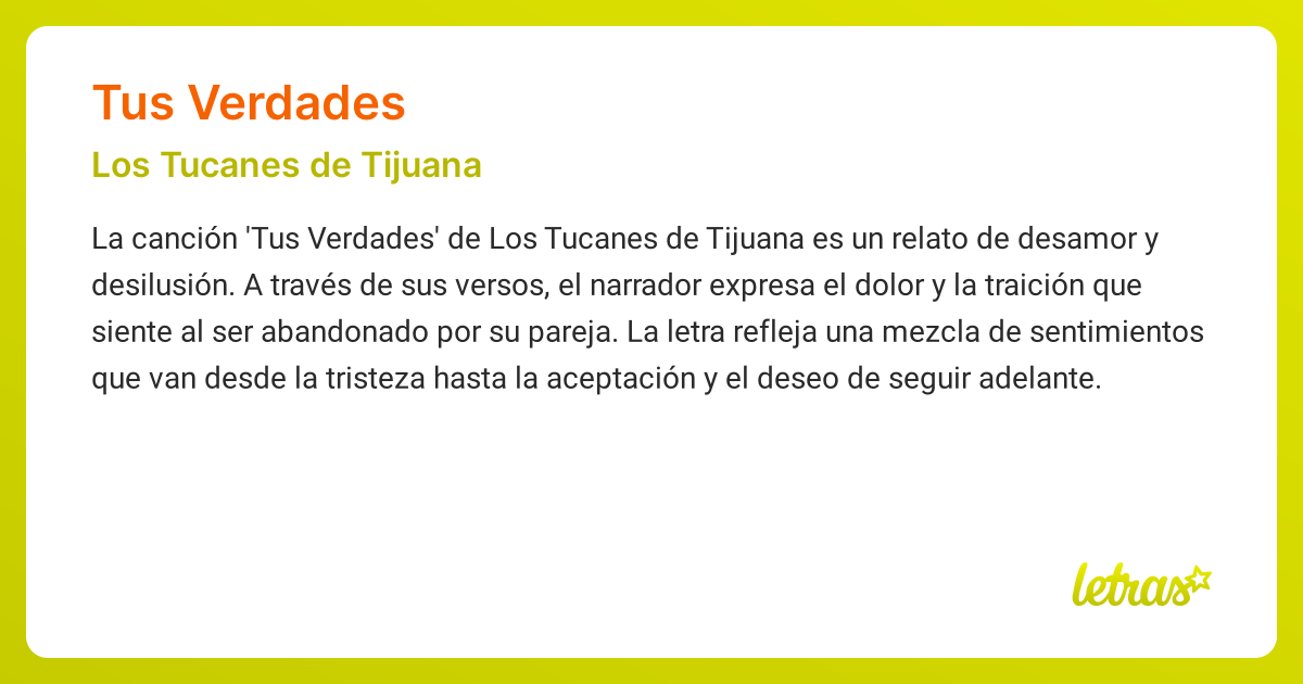 Significado de la canción TUS VERDADES (Los Tucanes de Tijuana ...