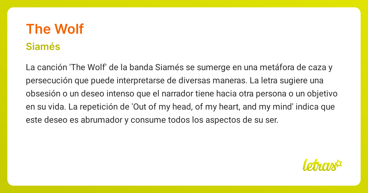 Significado de la canción THE WOLF (Siamés) - LETRAS.COM