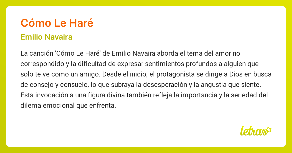 Significado de la canción CÓMO LE HARÉ (Emilio Navaira) - LETRAS.COM
