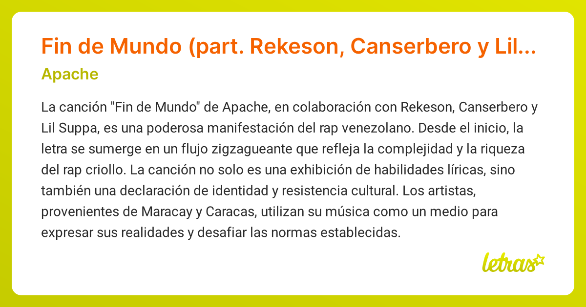 Significado de la canción Fin de Mundo (part. Rekeson, Canserbero y Lil ...