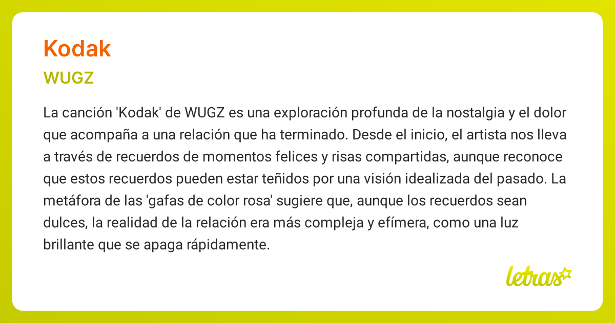 Significado de la canción KODAK (WUGZ) - LETRAS.COM
