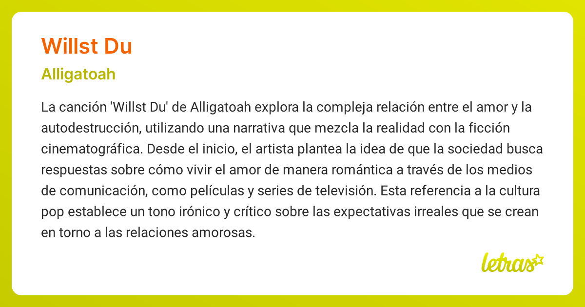 Significado de la canción WILLST DU (Alligatoah) - LETRAS.COM