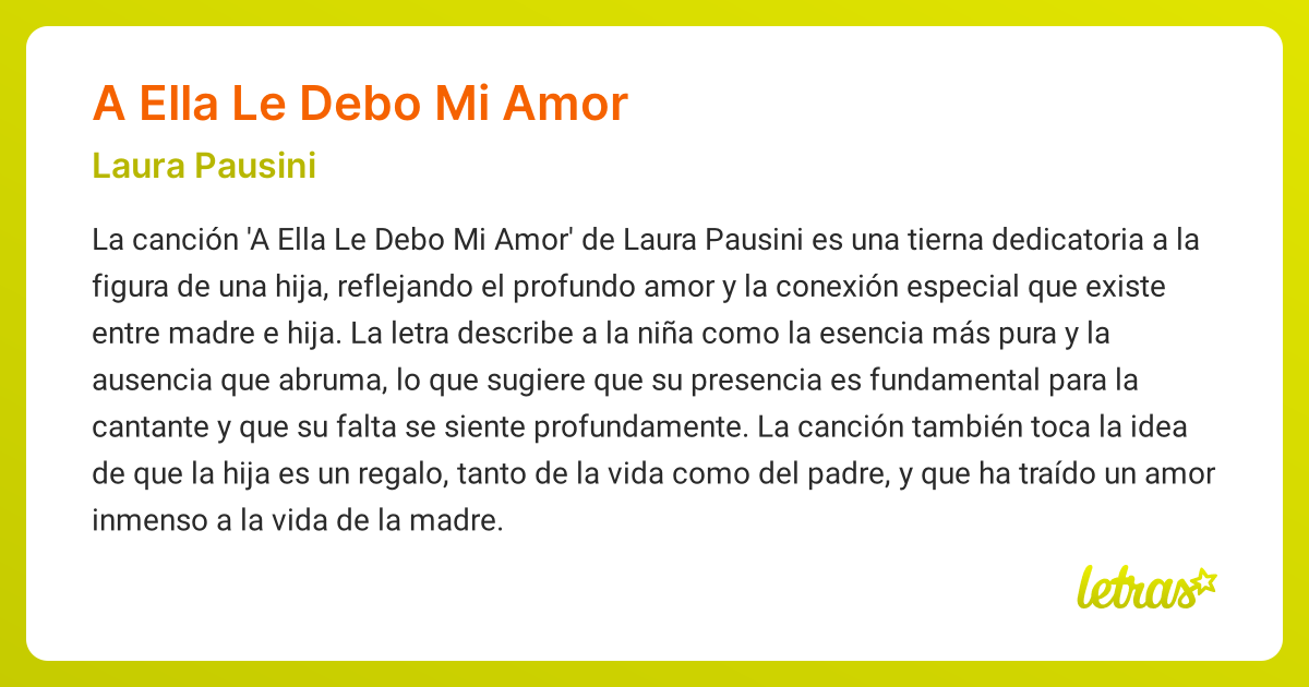 Significado de la canción A ELLA LE DEBO MI AMOR (Laura Pausini ...