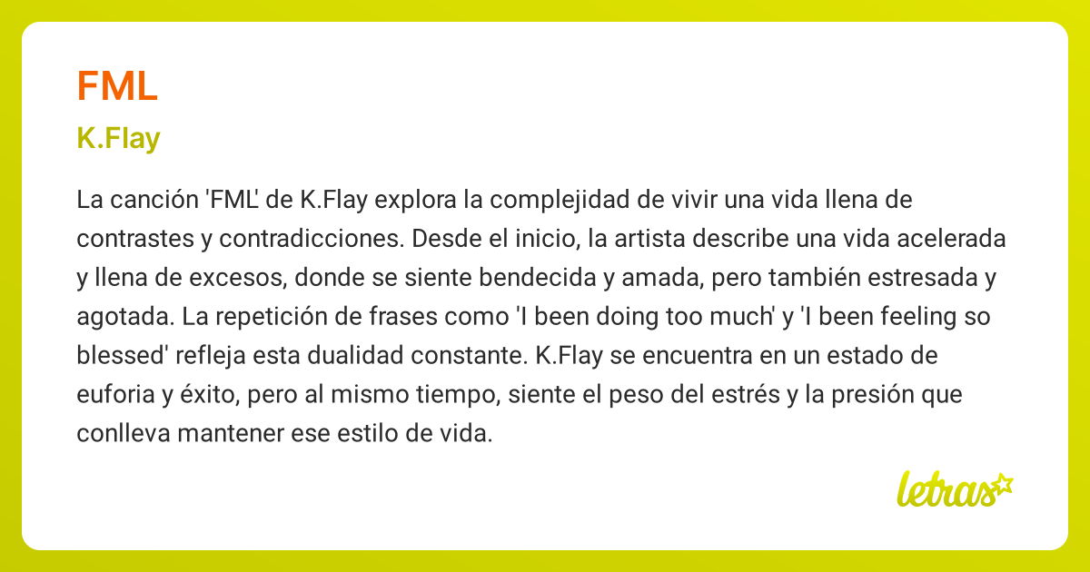 Significado de la canción FML (K.Flay) - LETRAS.COM