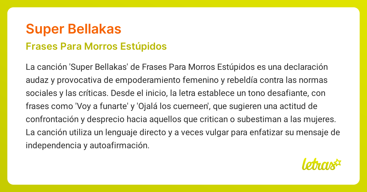 Significado de la canción SUPER BELLAKAS (Frases Para Morros Estúpidos ...
